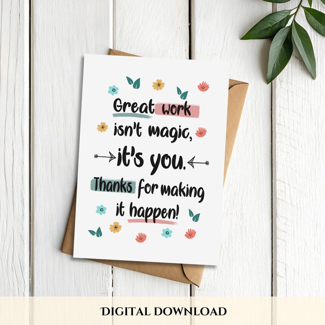 Printable Thank You Card for Staff, Digital Employee Appreciation Card ...