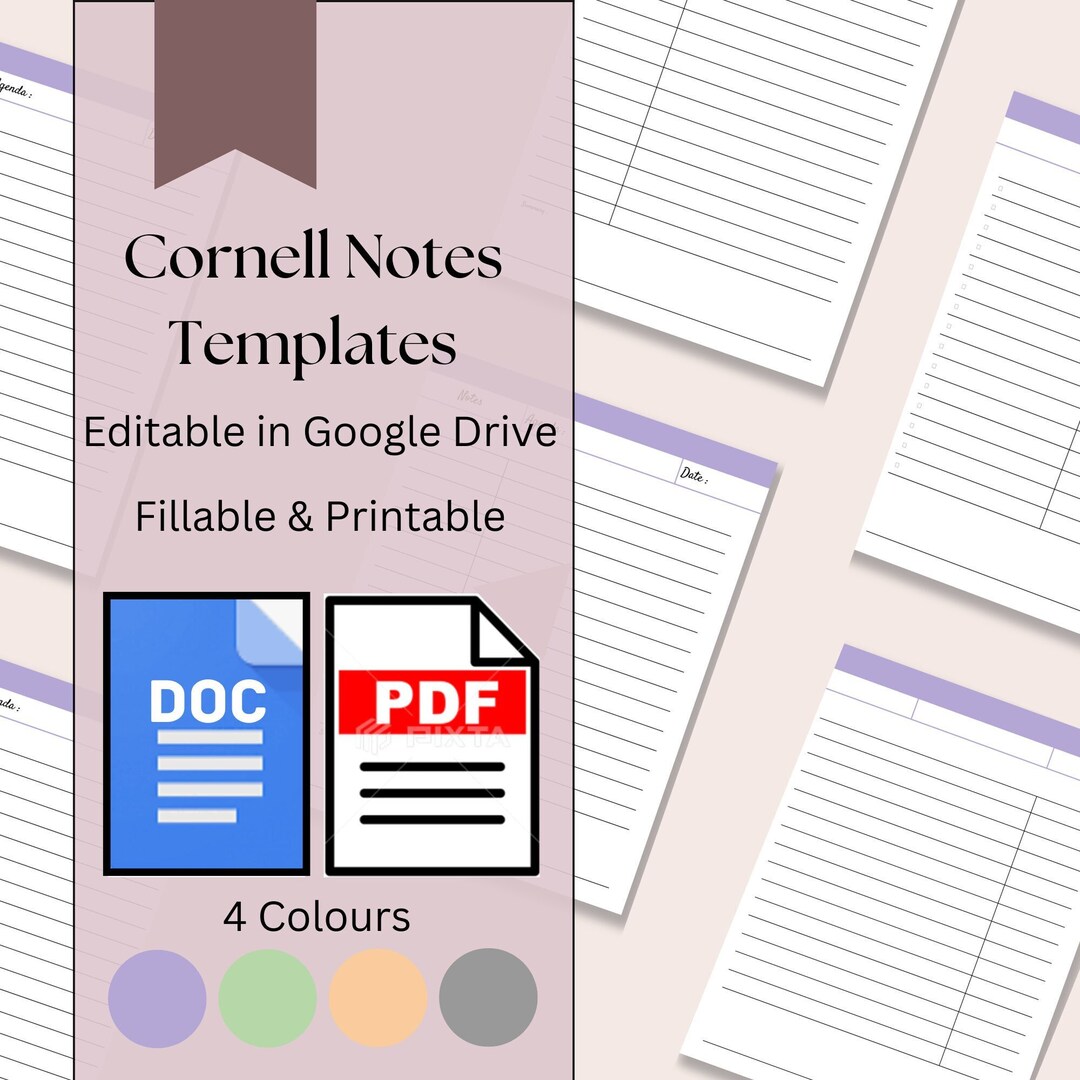 Cornell Note Taking Templates, Cornell Notes Template, Meeting Notes ...