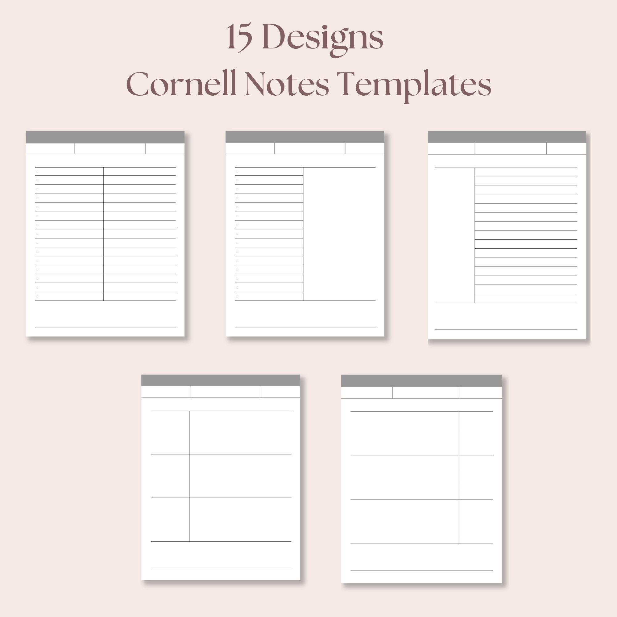 Cornell Note Taking Templates, Meeting Notes Templates, Dotted Notes ...