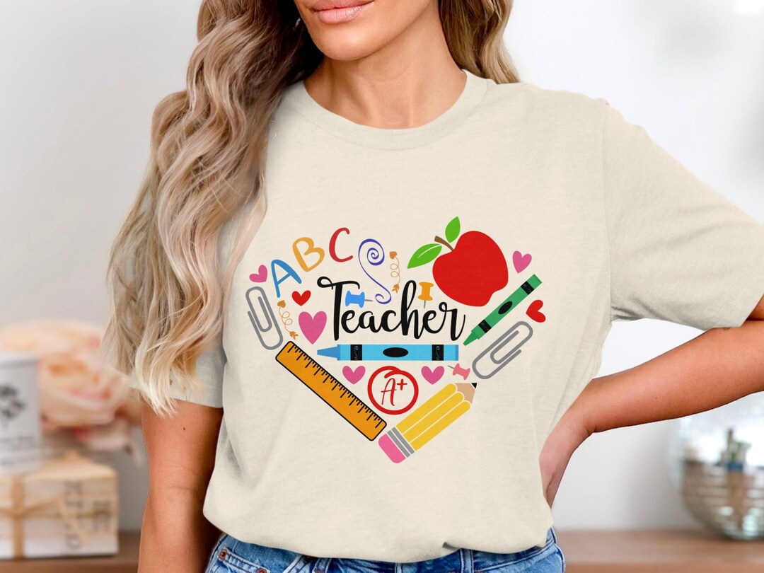 Teacher Appreciation Shirt, Abcs and Supplies Graphic Tee, Perfect Gift ...