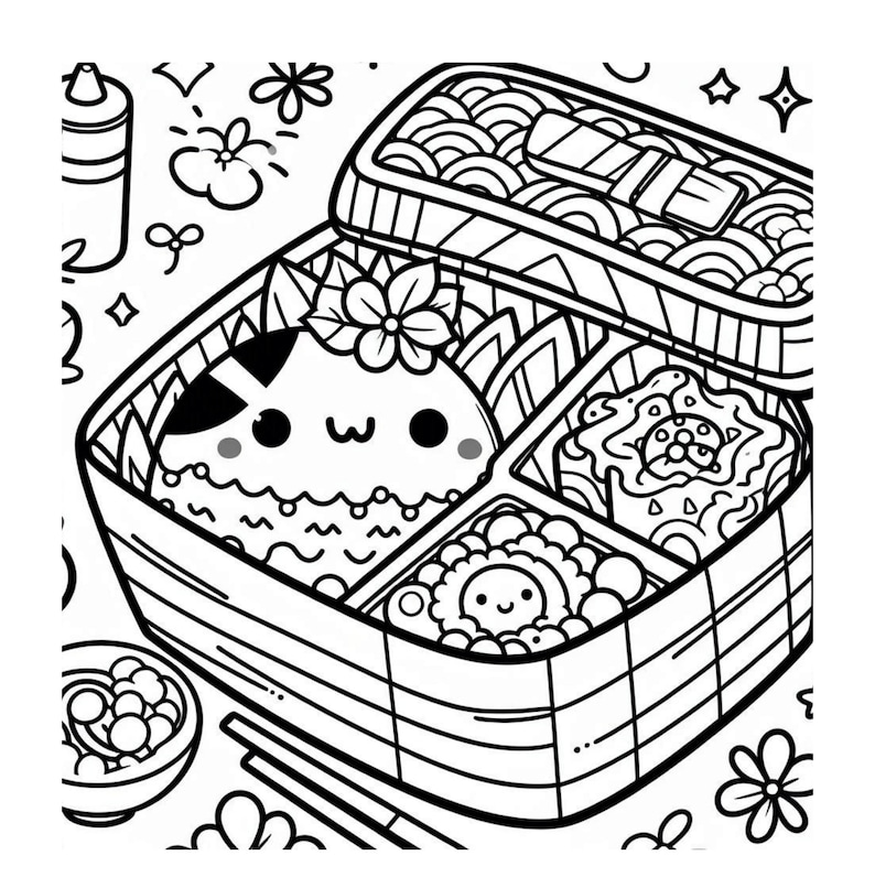 Sushi Bento Food Coloring Book for Kids and Adults 76 Images - Etsy