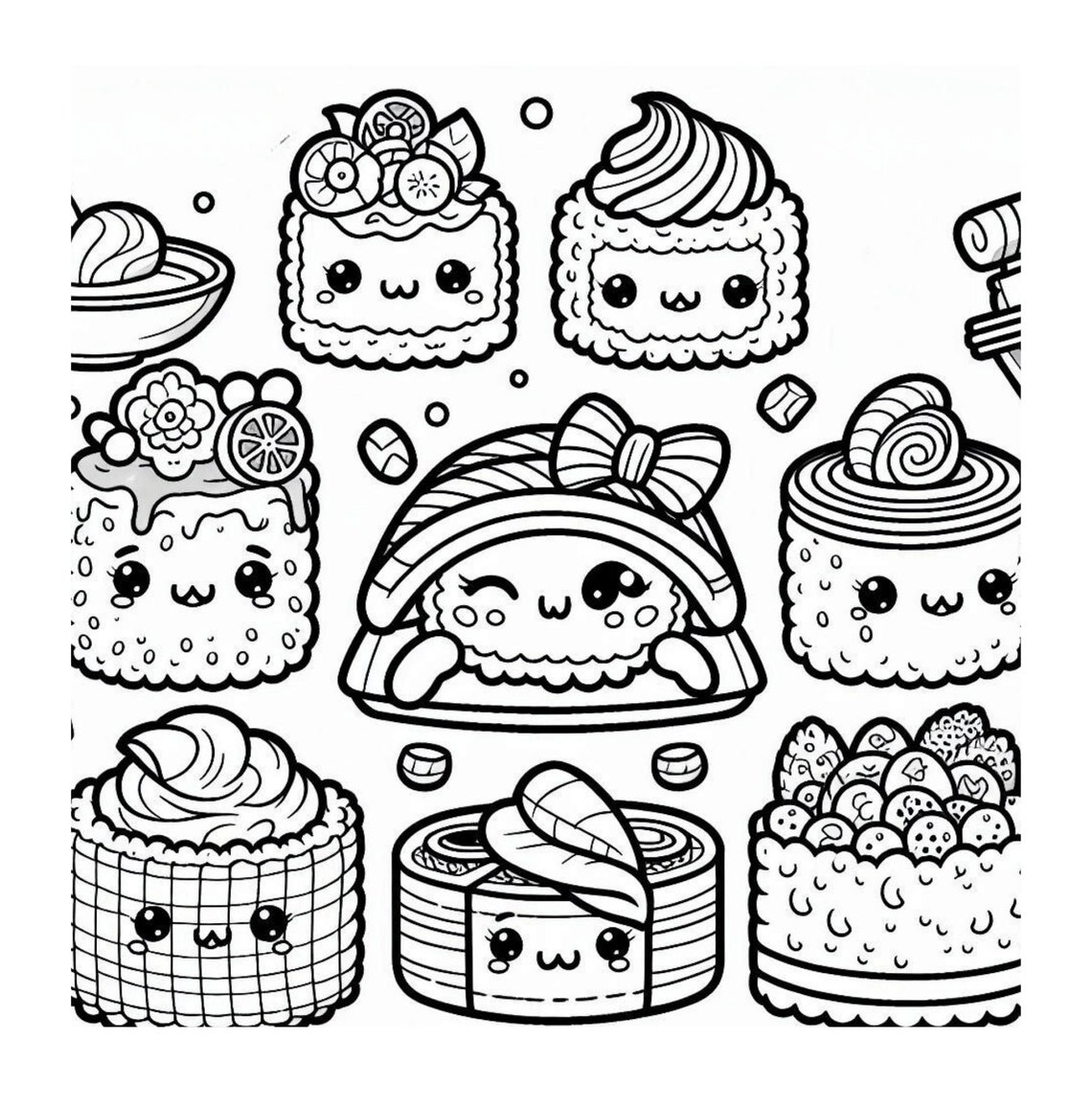 Sushi Bento Food Coloring Book for Kids and Adults 76 Images - Etsy