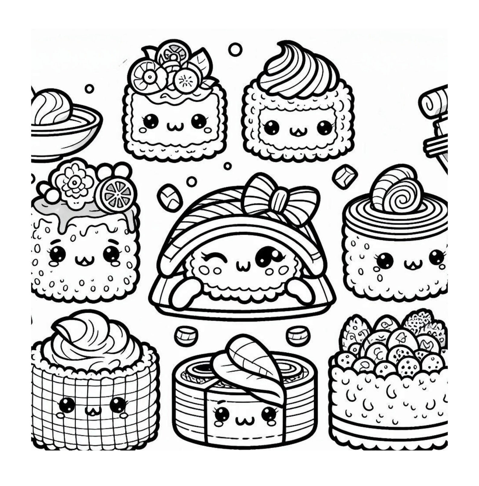 Sushi Bento Food Coloring Book for Kids and Adults 76 Images - Etsy