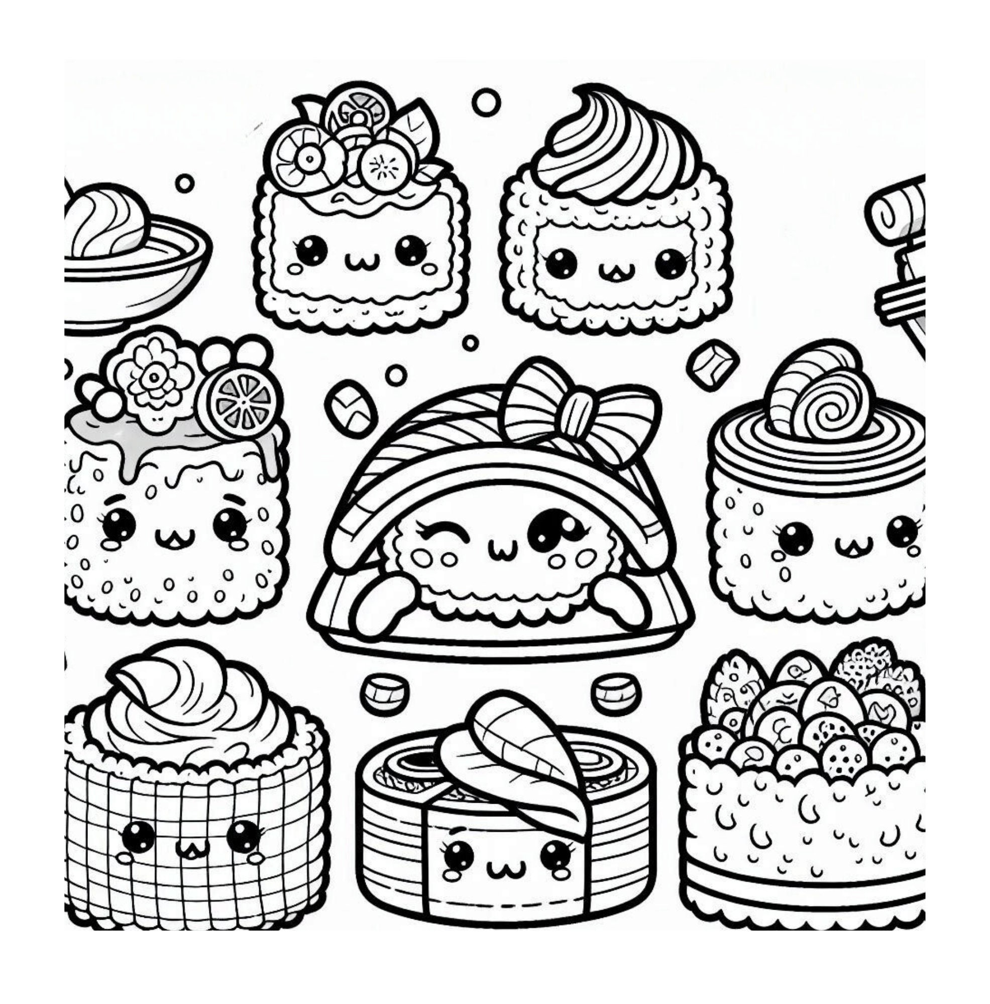 Sushi Bento Food Coloring Book for Kids and Adults 76 Images - Etsy