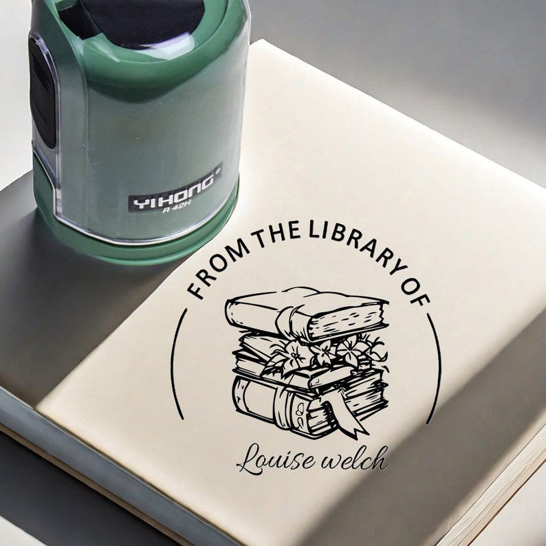 PERSONALIZED BOOK STAMP Self Inking Library Stamp Custom Library Stamp ...