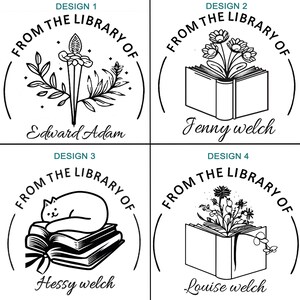 Custom Library STAMP |book Stamp | Book Lover Stamp | From the Library ...