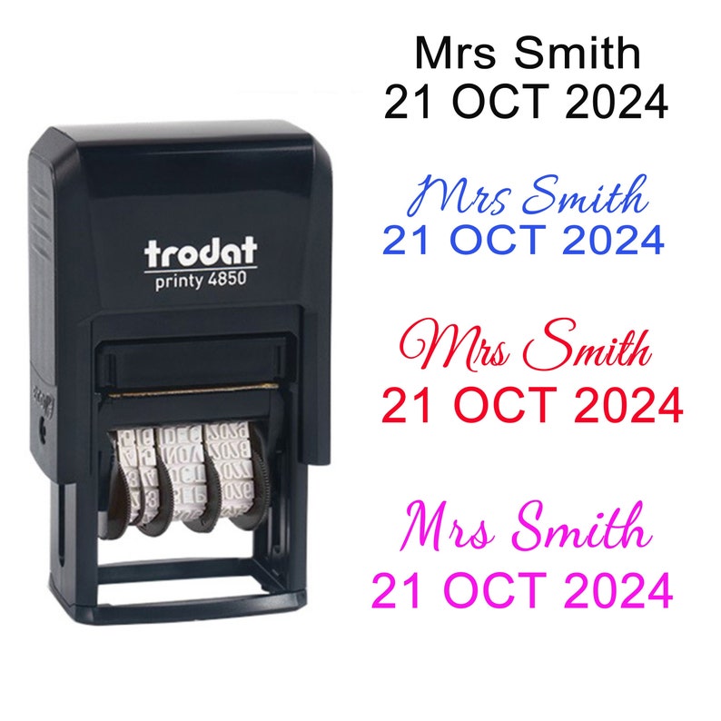 Personalized Teacher Date Stamps, Date and Name Stamps, Customize ...