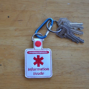 Medical Alert Keychain, Key Fob. Medical Info is Ormation Inside ...