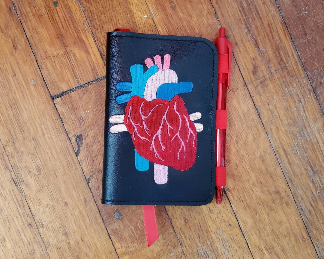 Anatomical Heart Notebook Cover (with Notebook). Embroidered Heart for ...