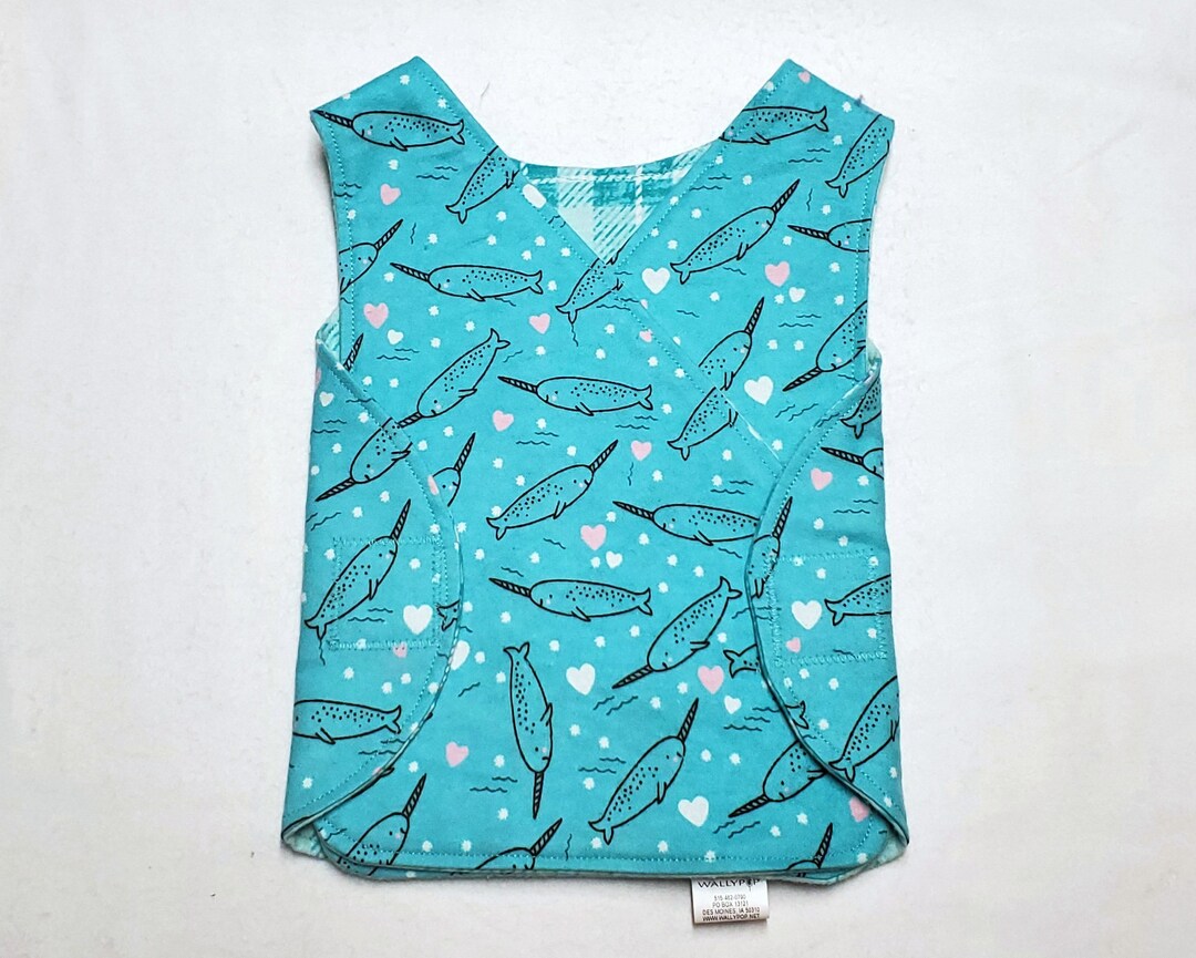 Narwhal NICU Smock, Reversible, Preemie Hospital Gown. 8-11 Lb. Ready ...