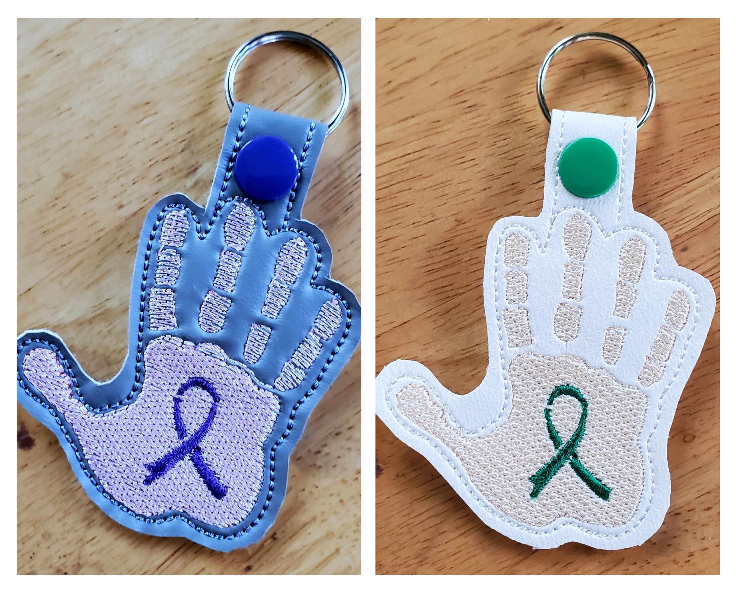Handprint Awareness Ribbon Keychain Any color ribbon hand | Etsy