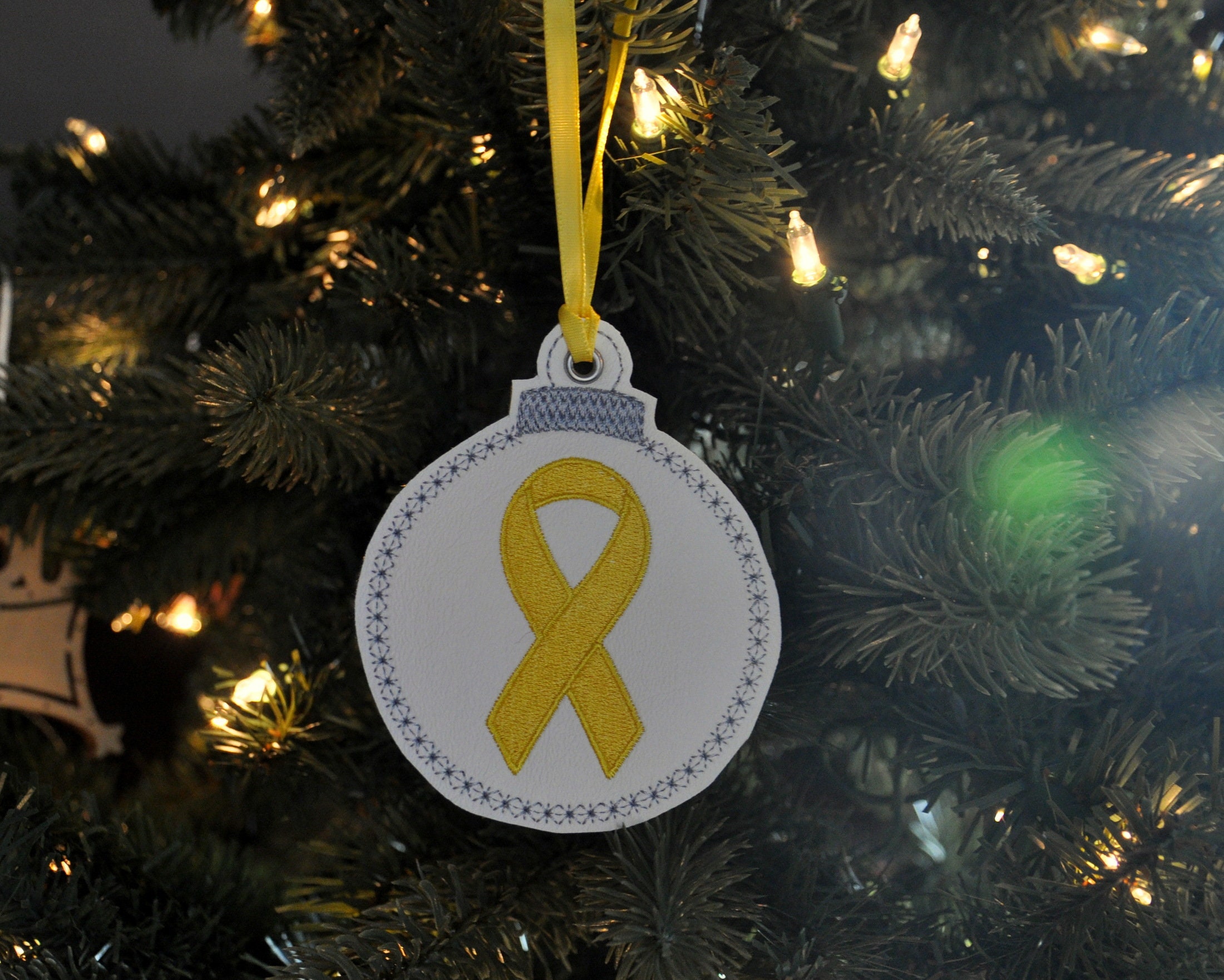 Awareness RIbbon Embroidered Christmas Ornament | Etsy