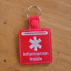 Medical Alert Keychain, Key Fob. Medical Info is Ormation Inside ...