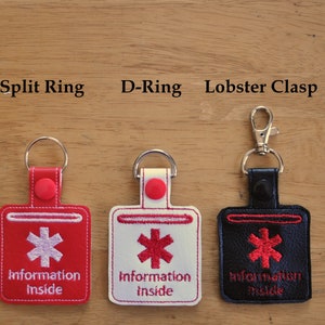 Medical Alert Keychain, Key Fob. Medical Info is Ormation Inside ...