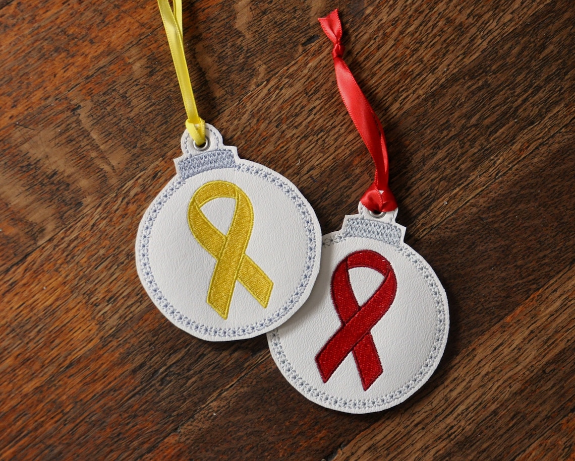 Awareness Ribbon Embroidered Christmas Ornament - Etsy