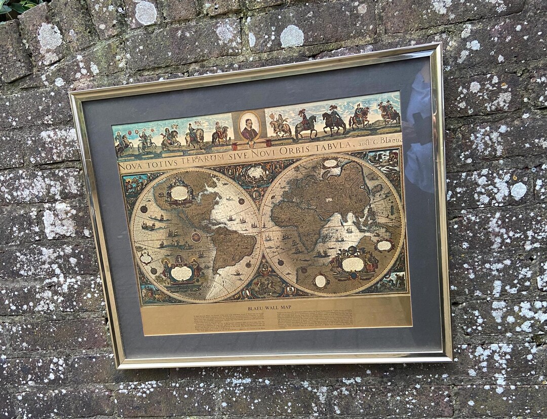 Blaeu Wall Map Vintage Print - Authentic Print With Metallic Detail in ...