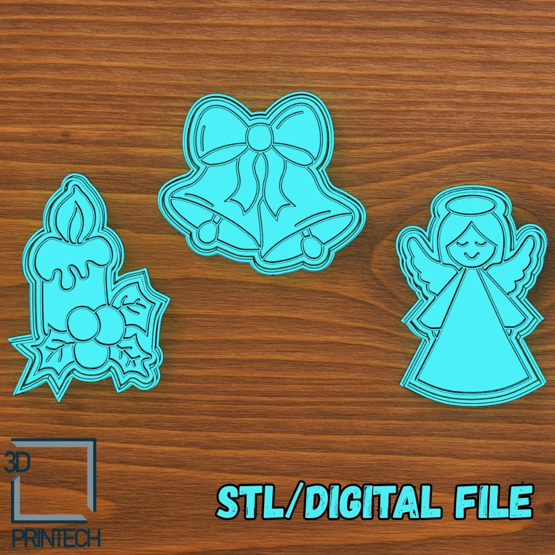 Digital STL File Download for Christmas Cookie Cutters Set 3. Angel ...