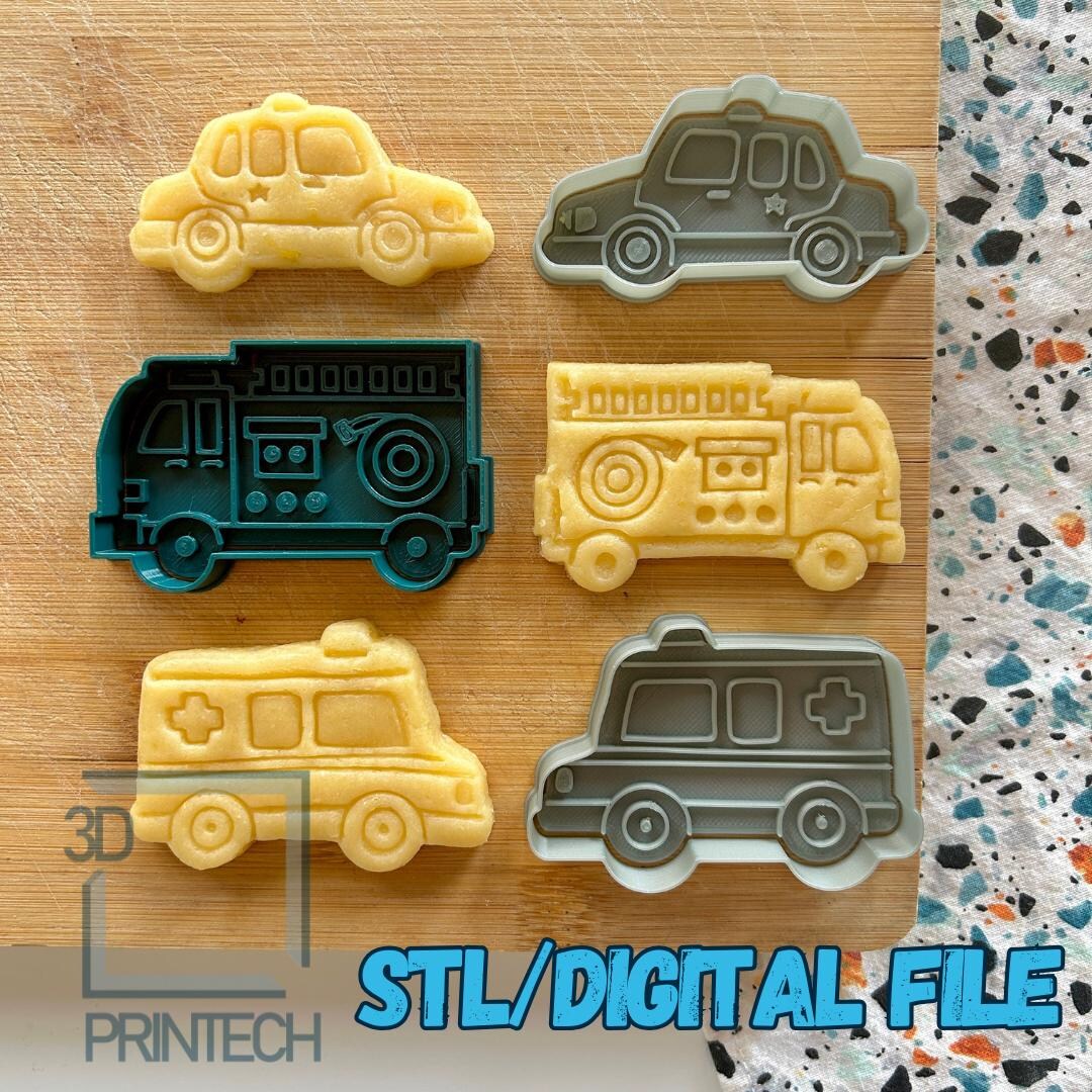 Digital STL File Download for Police, Ambulance, and Fire Truck Cookie ...