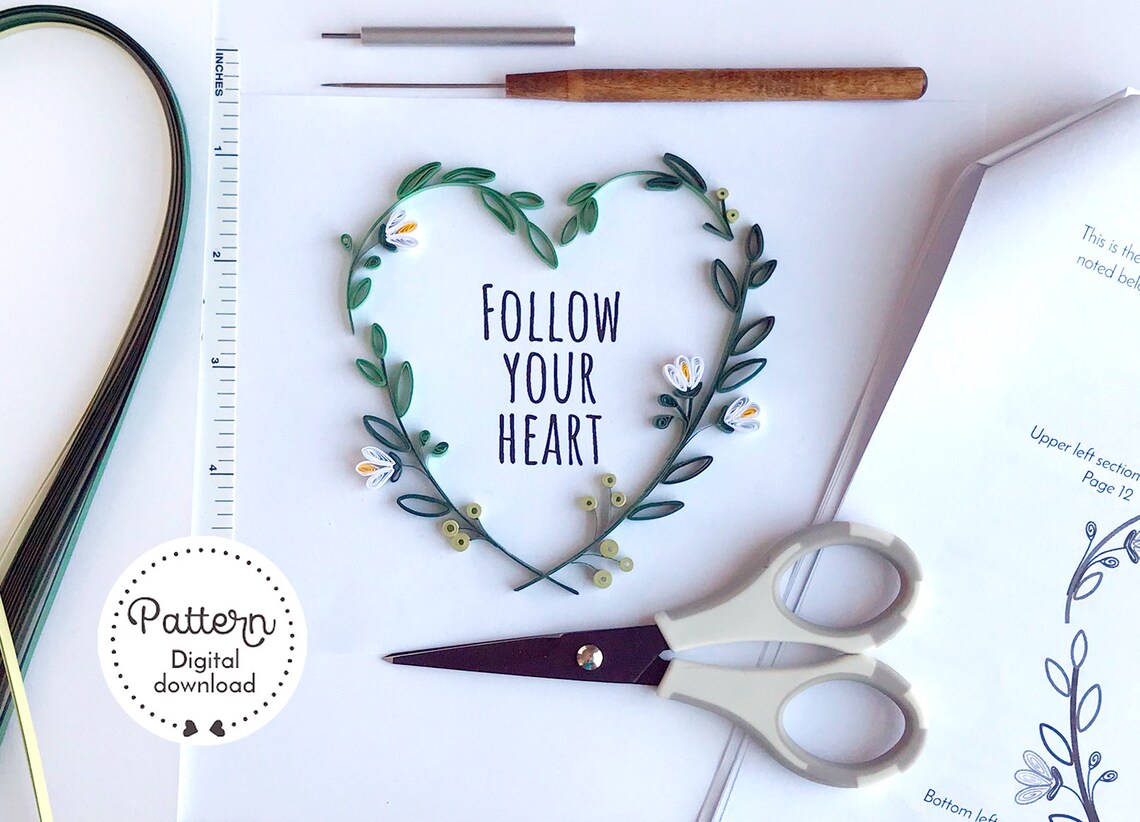 Heart Wreath Quilling Pattern Digital Download Quilled Heart | Etsy