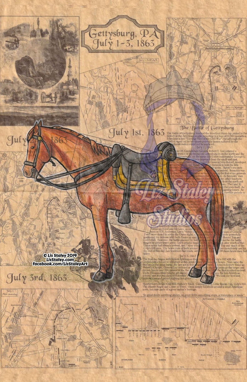 Civil War Map, Cavalry Horses, Horse Artwork, Matted Art Prints, Horse ...