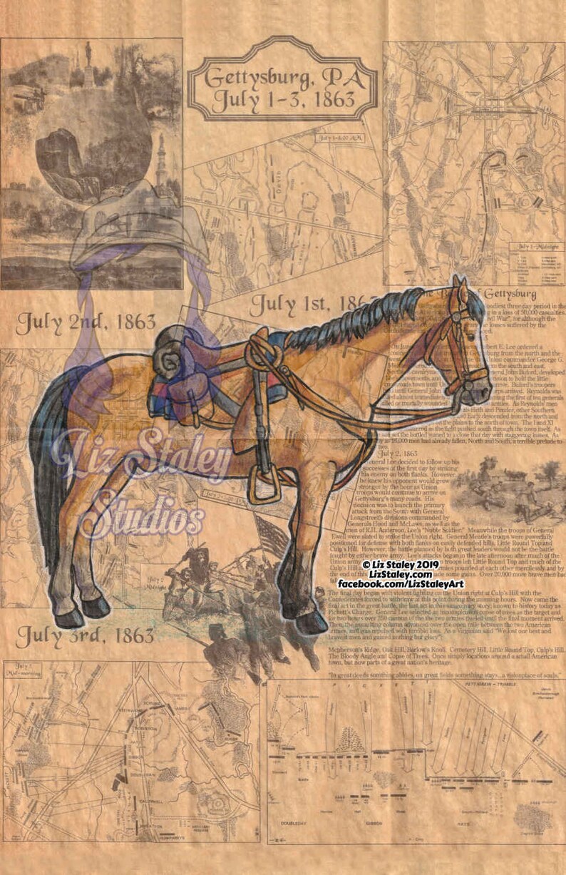 Civil War Map, Cavalry Horses, Horse Artwork, Matted Art Prints, Horse ...