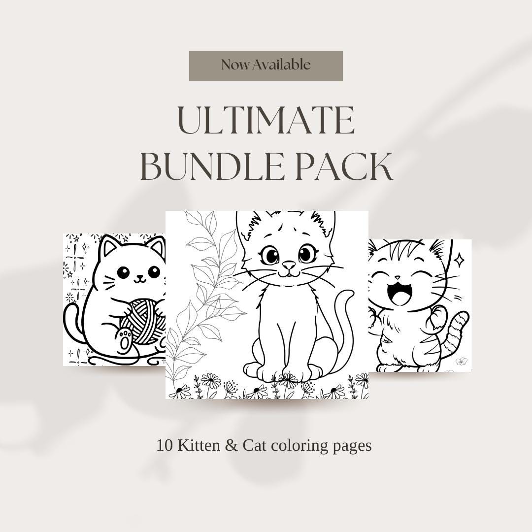 Kitten & Cat Coloring Pages: Fun Printable Sheets (digital Download) - Etsy