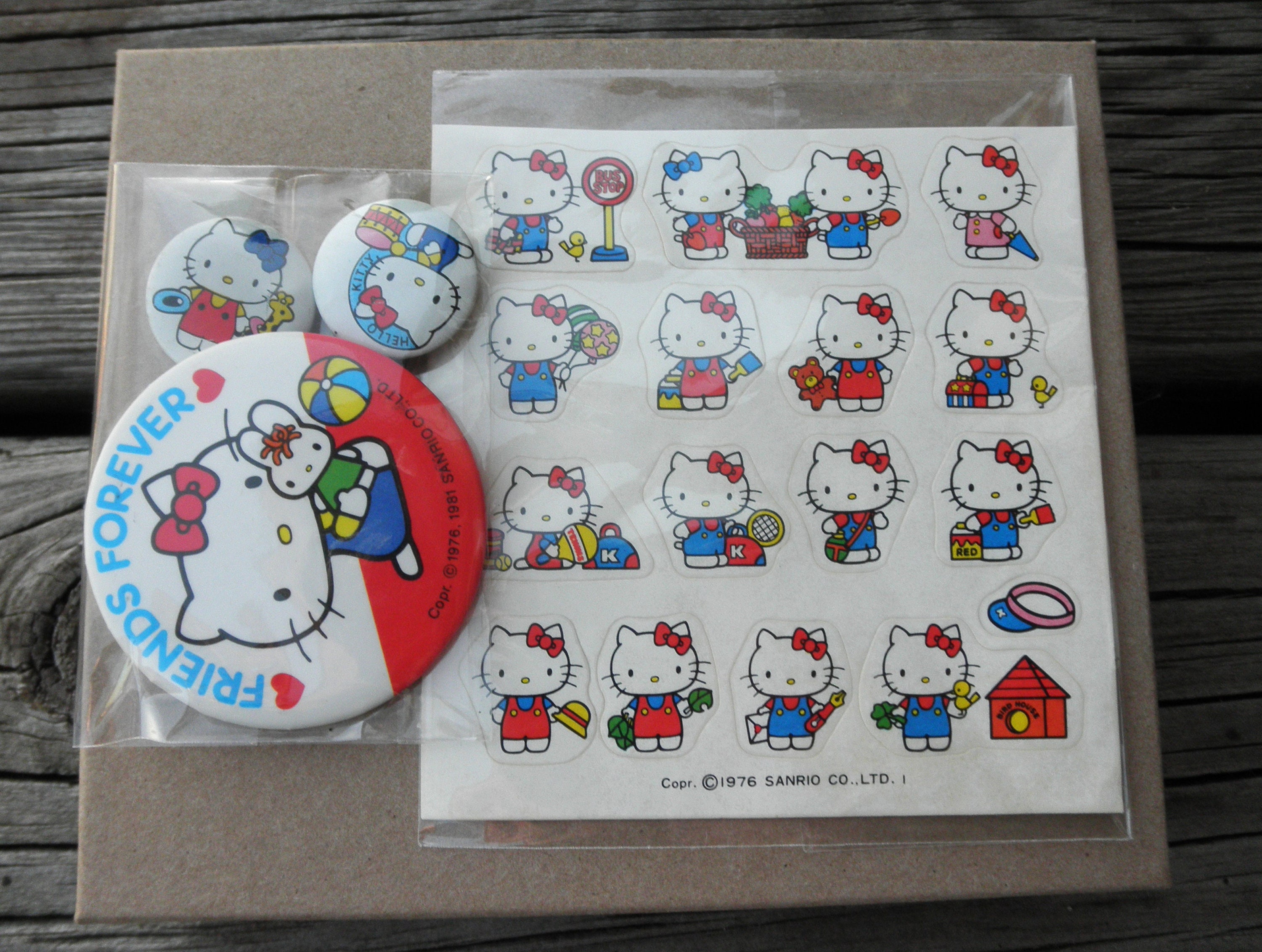Vintage Hello Kitty Sanrio Stickers & Pins Lot Hello Kitty - Etsy