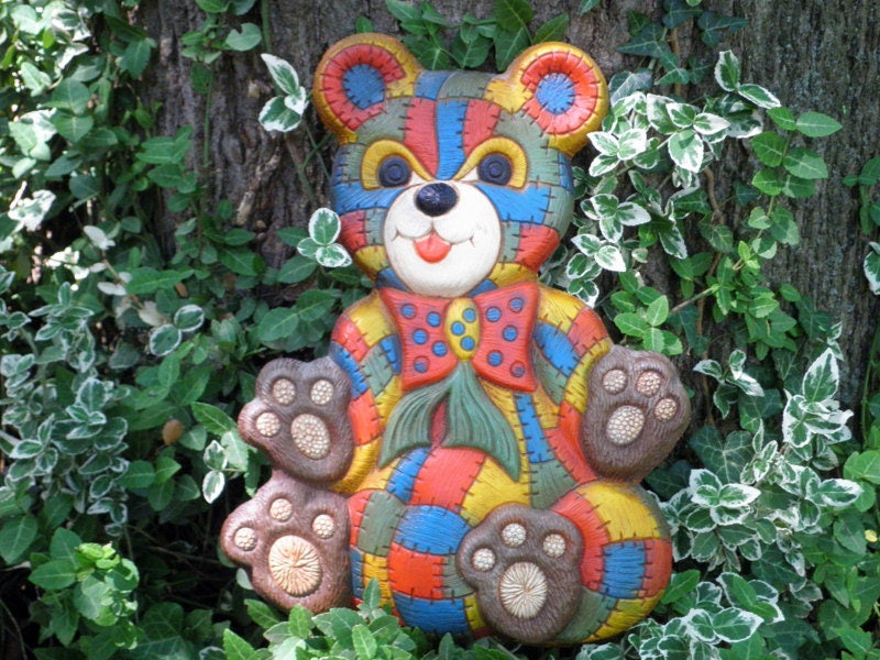 Vintage Teddy Bear Wall Art - Patchwork Bear Wall Hanging, Circa 1970s ...