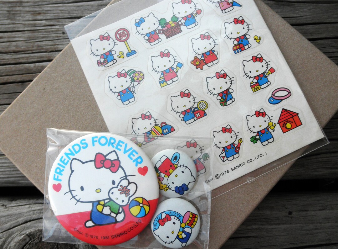 Vintage Hello Kitty Sanrio Stickers & Pins Lot - Hello Kitty 1976 ...