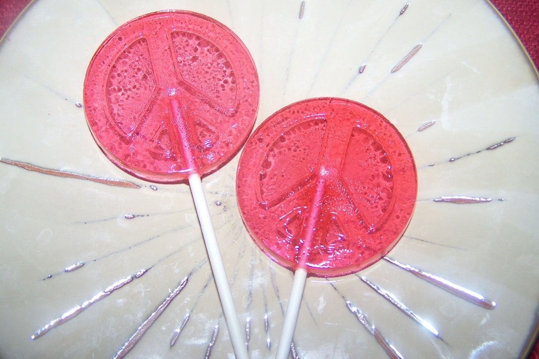 8 Peace Sign Lollipop Sucker Party Favor Candy 70's 60's - Etsy
