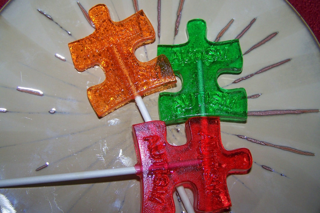8 Autism Awarness ASD Lollipops Puzzle Piece Asperger Syndrome Charity ...