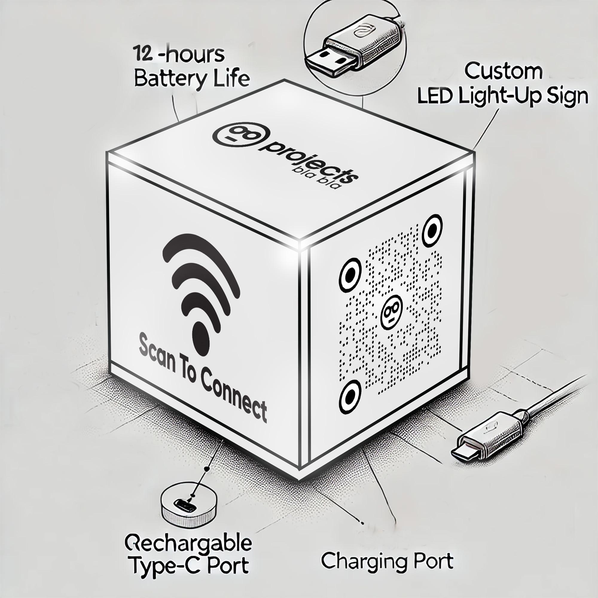 Rechargeable Custom LED Qr Code Cubes, Multi Qr Code Sign, Payment Sign ...