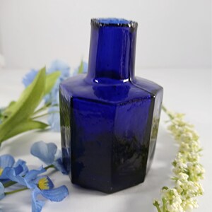 Vintage Cobalt Blue Ink Bottle, Antique Tall Octagonal Inkwell, Rare ...