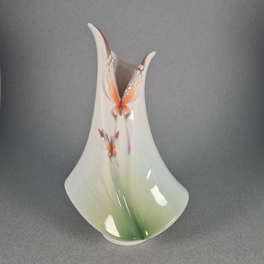 Franz Porcelain Papillion Butterfly Vase, Vintage Decorative Pastel ...