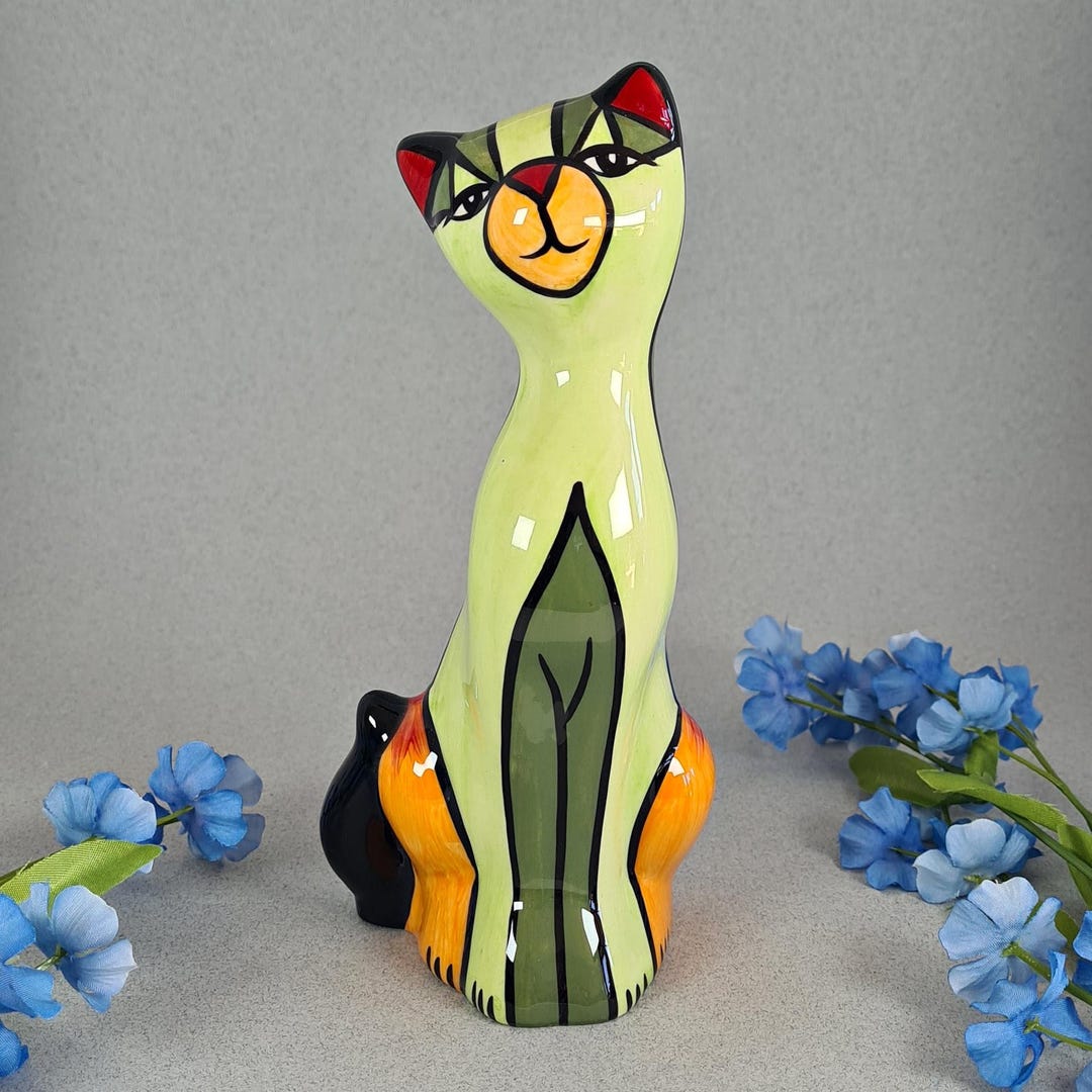 Lorna Bailey Elizabeth the Cat, Collectible Vintage Colourful Cat ...