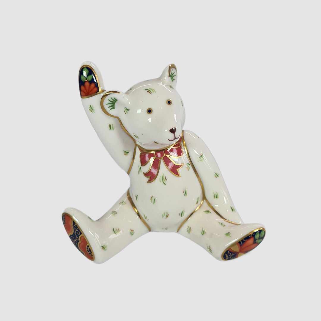 Royal Crown Derby Victoria Bear Waving Paperweight: Porcelain Miniature ...