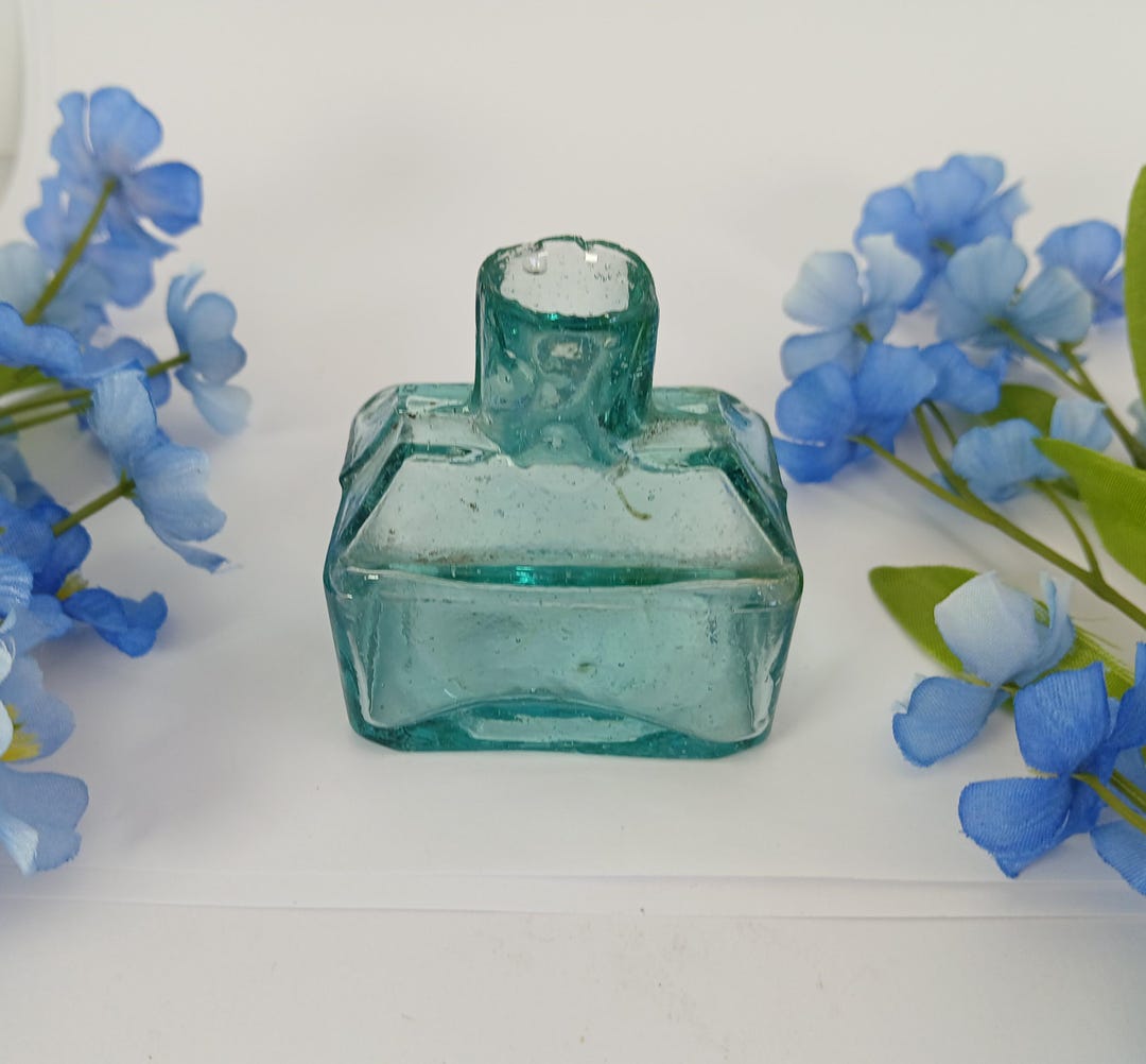 Vintage Aqua Green Ink Bottle, Antique Boat Shape Inkwell With Tall Lip ...