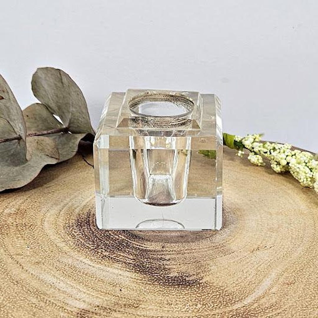 Vintage Clear Ink Bottle, Antique Square Inkwell, Rare Writing Ink Pot ...