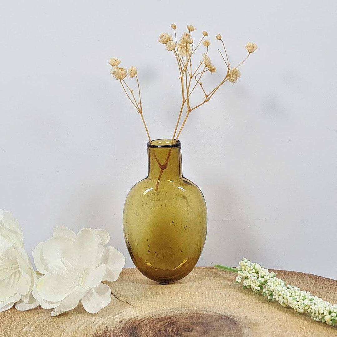 Vintage Perfume Bottle, Antique Amber Glass Scent Bottle, Unique Shape ...