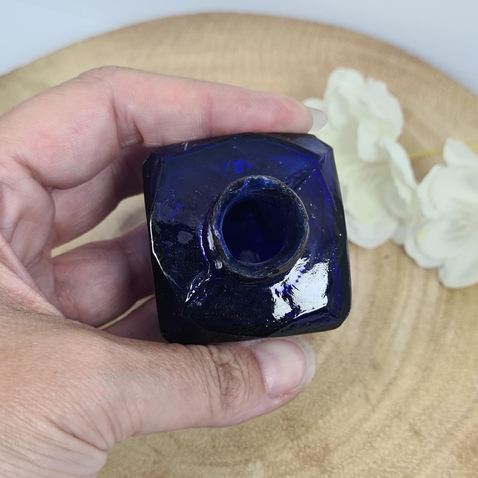 Antique Cobalt Blue Glass Ink Bottle, Victorian Inkwell (402) - Etsy