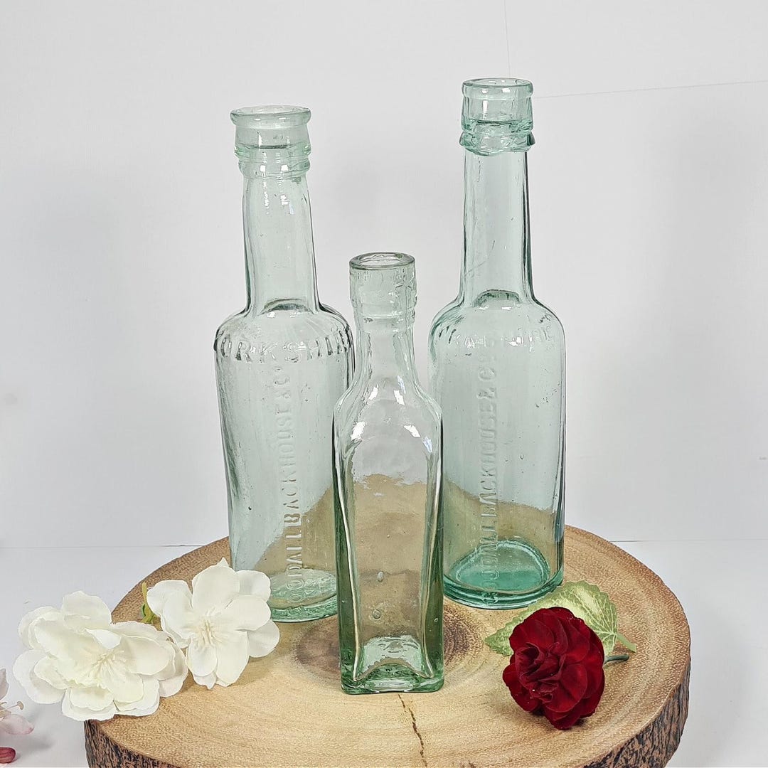 Vintage Yorkshire Relish Bottles, Antique Glass Sauce Bottles, Circa ...