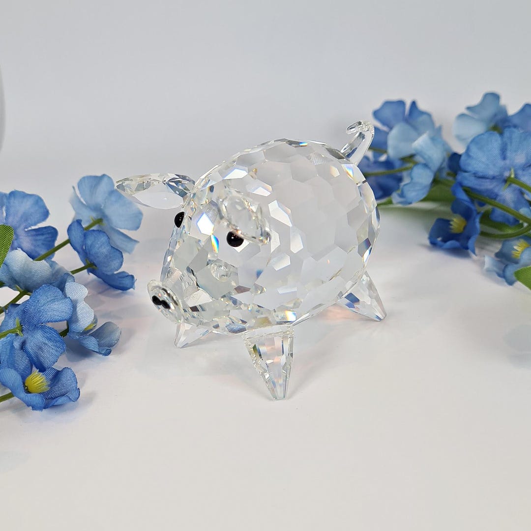 Swarovski Crystal Pig Ornament, Vintage Swarovski Large Pig Figurine ...