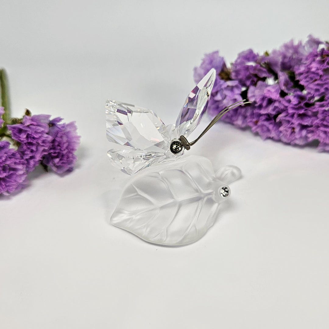 Swarovski Crystal Butterfly on Leaf Figurine, Vintage Swarovski ...