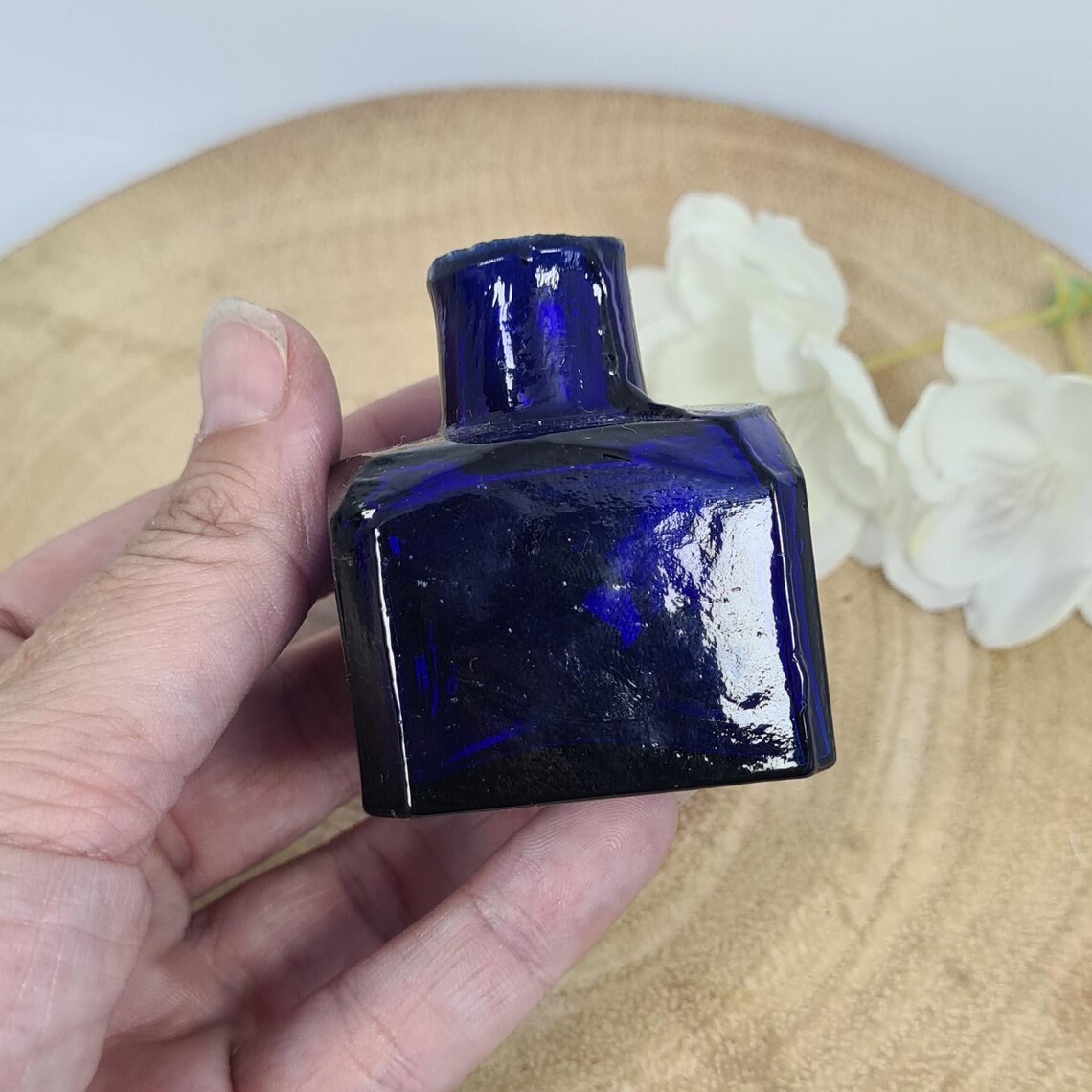 Antique Cobalt Blue Glass Ink Bottle, Victorian Inkwell (402) - Etsy