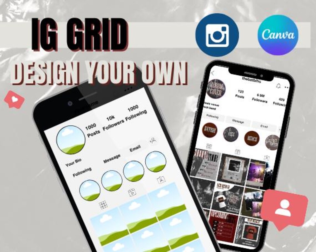 Plan Your IG Profile - Instagram Grid Canva Template Mock up Darkmode ...