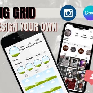Plan Your IG Profile - Instagram Grid Canva Template Mock up Darkmode ...