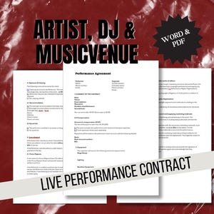 Live Performance Contract Template for Artists | Venues | Musicians | Djs | Event Organizers ...