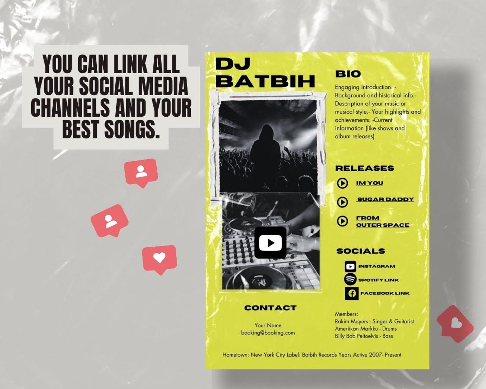 Musician Press Kit Canva Template / Media Kit Manager Package / Canva ...