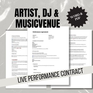 Live Performance Contract Template for Artists | Venues | Musicians | Djs | Event Organizers ...