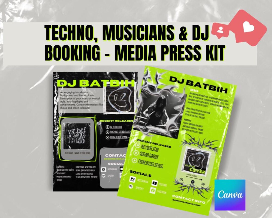 Musician Press Kit Canva Template / Media Kit Manager Package / Canva ...